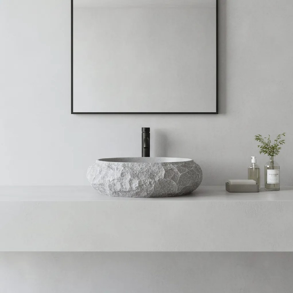 Rea Mika Gabro, umyvadlo na desku 480x380x155 mm, imitace kamene-šedá, REA-U0633