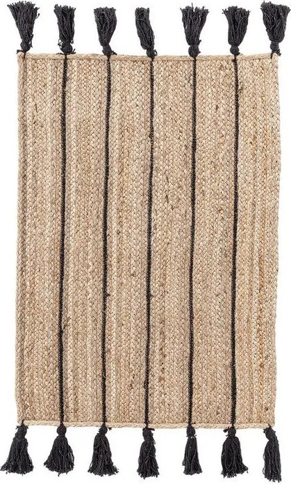 Černý/v přírodní barvě ručně tkaný jutový koberec 60x90 cm Jalaja – Bizzotto