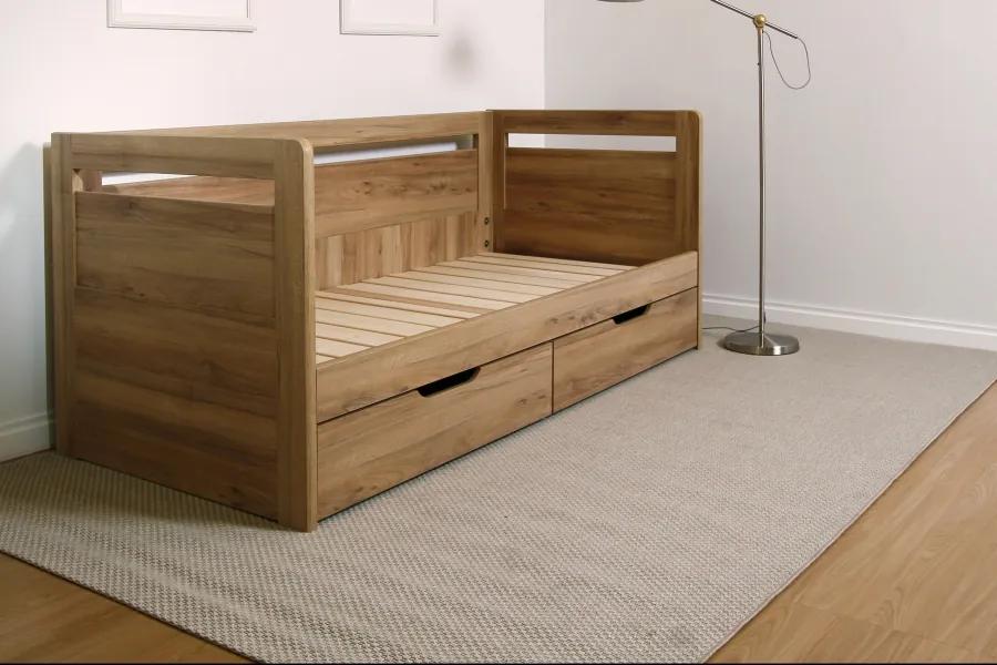 BMB Rozkládací postel TANDEM Klasik barevné provedení: Imitace dřeva, provedení: rovné rohy, Varianta: s čelem-pravá