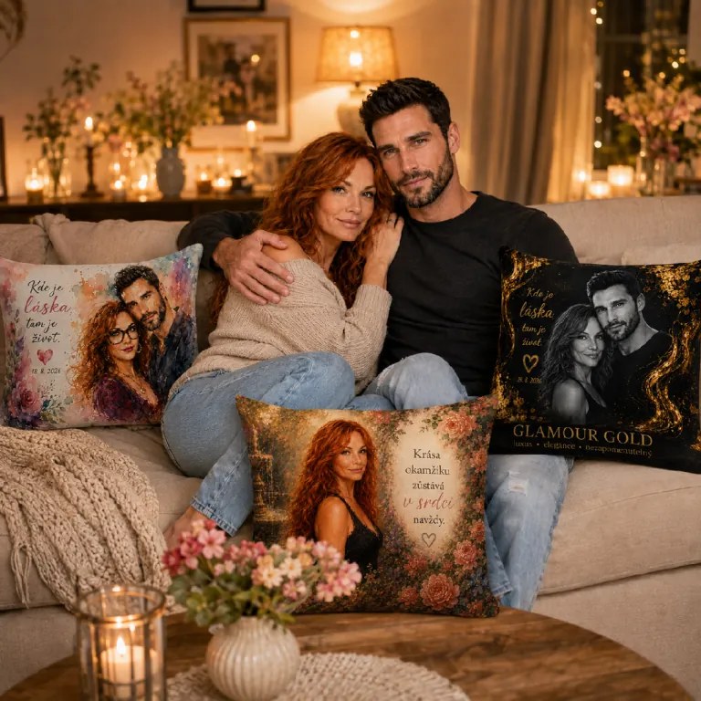 Personalizovaný polštář z fotografie – umělecký portrét 45 × 45 cm Styl portrétu:: Perokresba