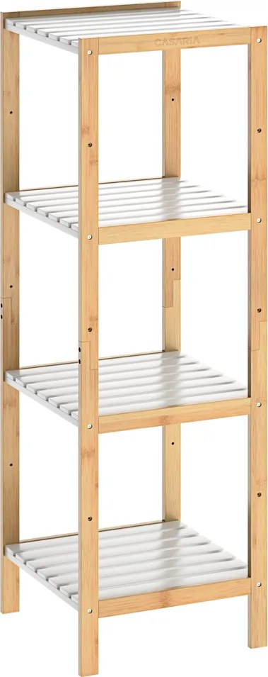 Casaria Bílý bambusový regál se 4 policemi 110×33×34 cm