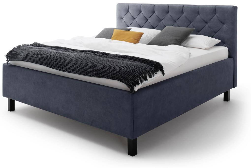 Čalouněná postel ARNAUD 160x200 s úložným prostorem, modrá Barva: černá