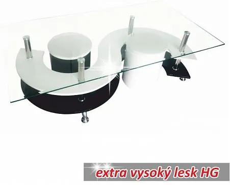 Designový konferenční stolek RUPERT, sklo, chrom, černá, bílá