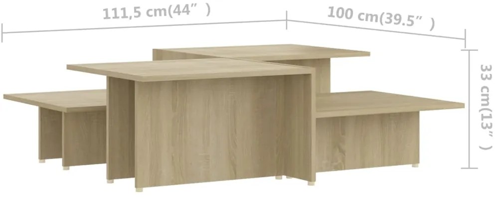 vidaXL Konferenční stolky 2 ks dub sonoma 111,5x50x33 cm dřevotříska
