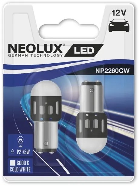 Led autožárovka neolux led "p21/5w" 6000k, 12v, bay15d