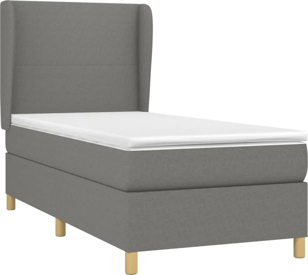 vidaXL Box spring postel s matrací 100 x 200 cm textil [3128342] Barva: Tmavě šedá