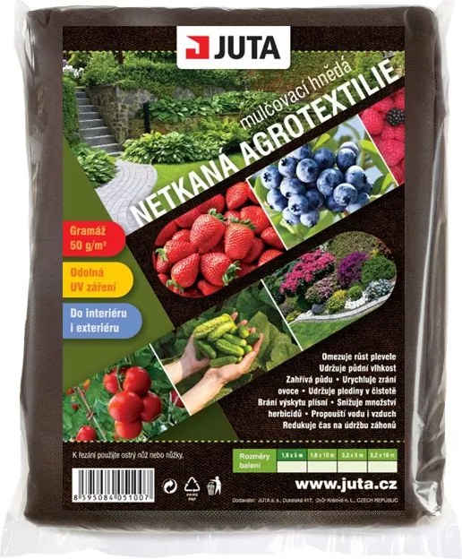 JUTA Netkaná mulčovací textilie 50 g/m² 1,6 x 10 m hnědá 021012