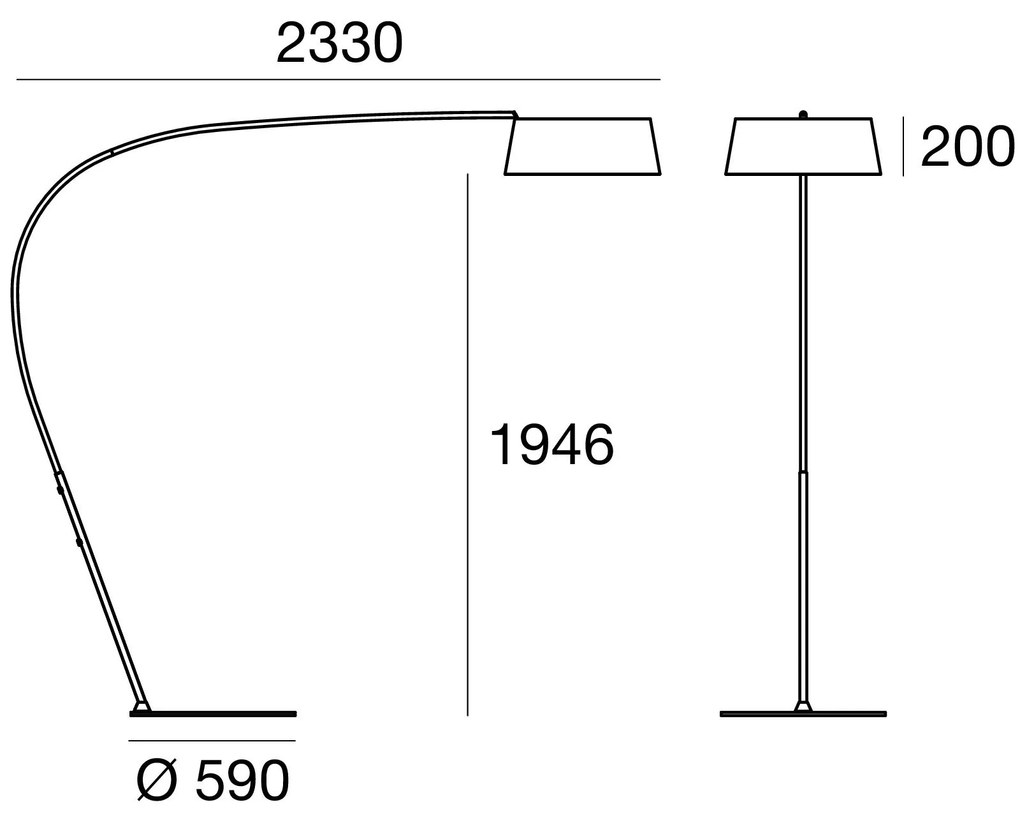 Stilnovo 8102 Oxygen_FL1, černá stojací oblouková lampa se stmívačem, 36W LED 3000K, výška 194cm