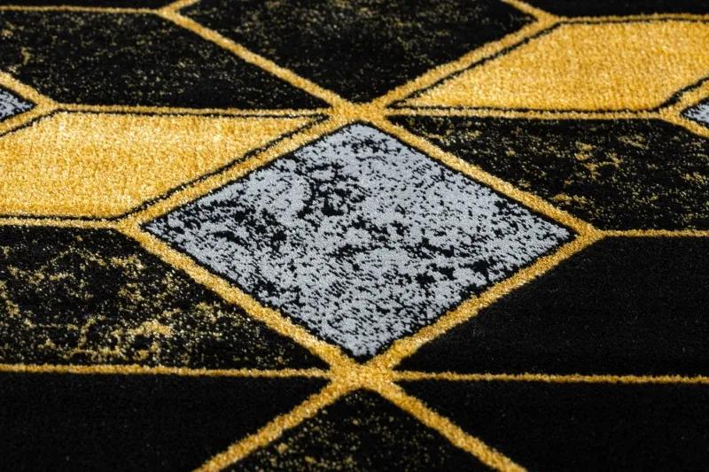 Dywany Łuszczów Kusový koberec Gloss 400B 86 3D geometric black/gold Rozměry koberců: 160x220