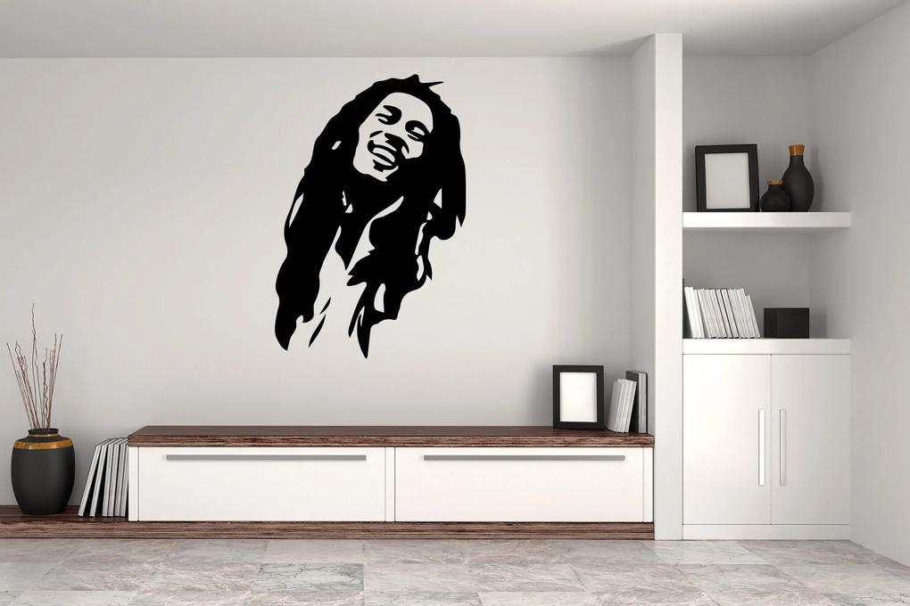 Lepy.cz Samolepka na zeď Bob Marley Velikost (šířka x výška): 40x60cm, Barevná varianta: Tmavě šedivá