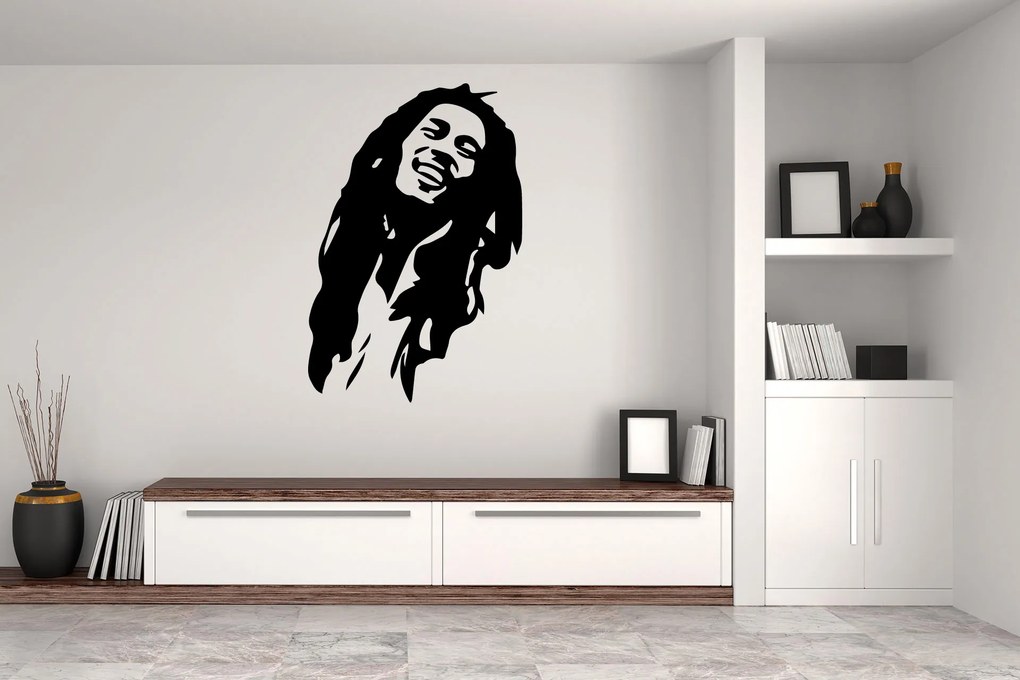 Lepy.cz Samolepka na zeď Bob Marley Velikost (šířka x výška): 60x90cm, Barevná varianta: Světle modrá