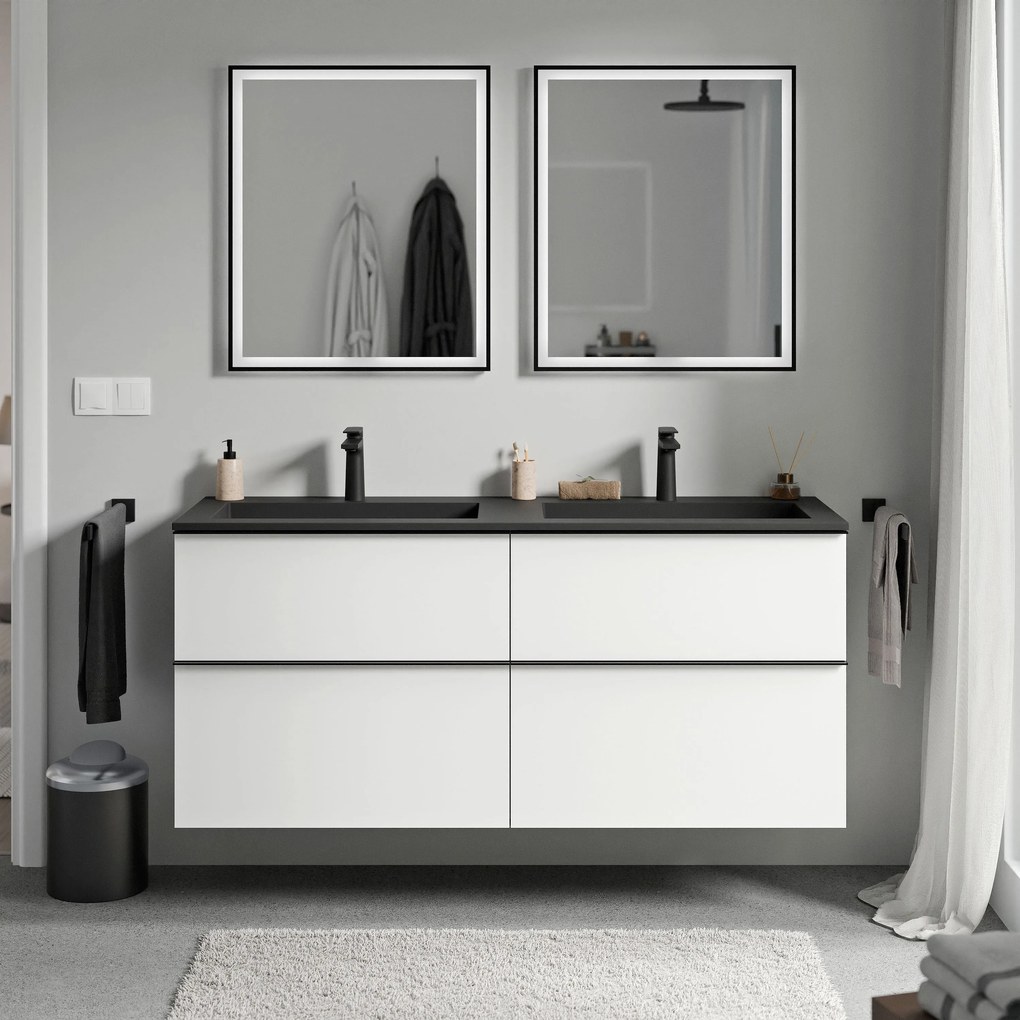 Koupelnová skříňka LAVOA 120 cm s umyvadlem z minerálního odlitku BRUXELLES