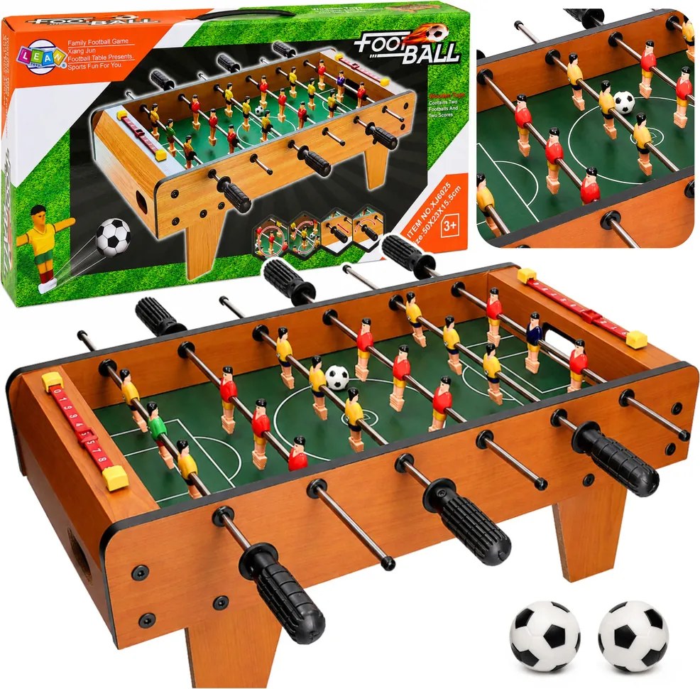 LEAN Toys Stolní fotbal – hra na zručnost, mini stolní fotbalový stůl ze dřeva, 50 cm