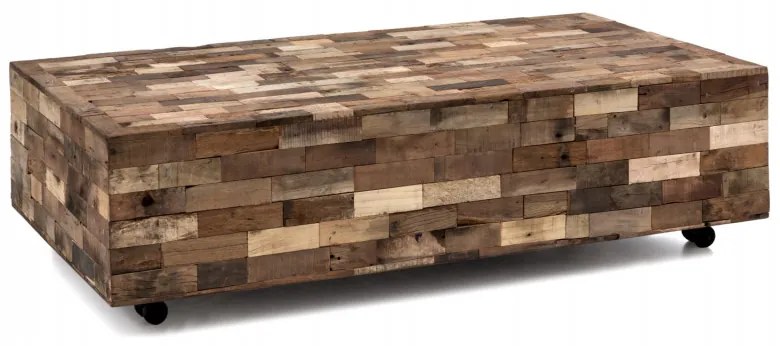 Velký konferenční stolek na kolečkách z recyklovaného dřeva Thebus 150x75