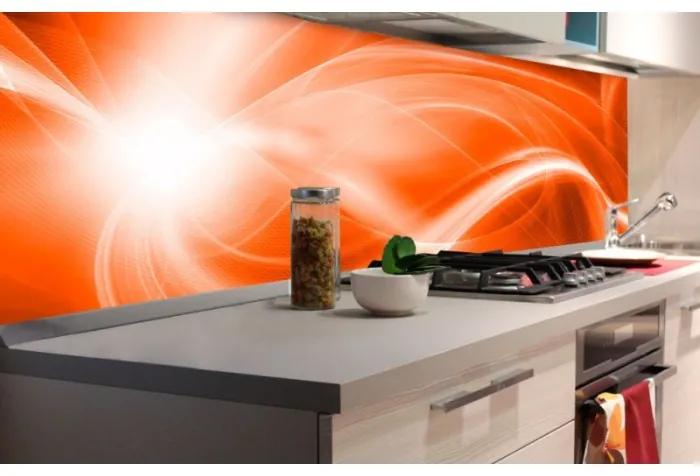 DIMEX | Fototapeta do kuchyně Oranžový abstrakt KI-180-037 | 180 x 60 cm | červená, bílá, oranžová