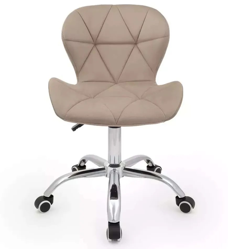 LuxuryForm DESIGN Otočná židle LIVIO VELUR na stříbrné podstavě s kolečky - latte