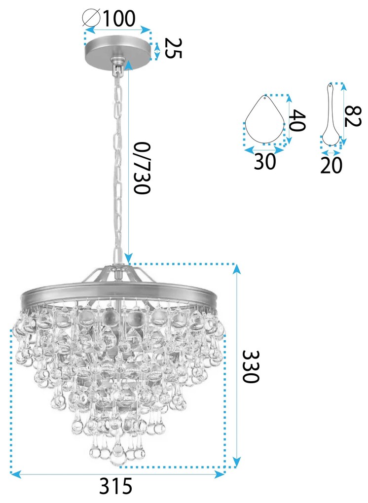 Toolight Designové osvětlení Crystal APP1621-3CP Gold
