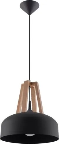 Lustr SOLLUX Casco E27 1x60W bez zdroje SL.0390 přírodní dřevo a ocel černá