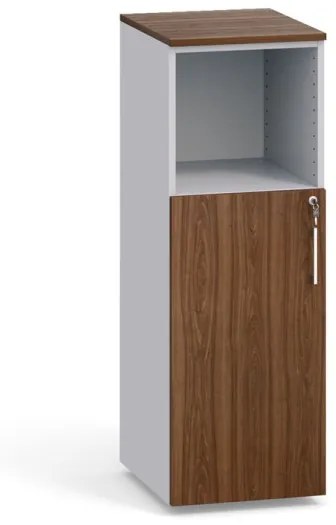 Kancelářská skříň kombinovaná s dveřmi, 1087 x 400 x 420 mm, šedá / ořech