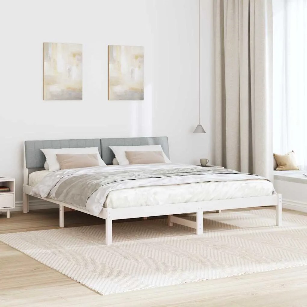 Rám postele s čelo Bílá a světle šedá 180 x 200 cm 3394357