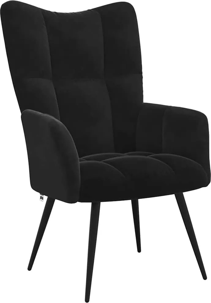 Relaxační křeslo s taburetkou černé sametové 328090