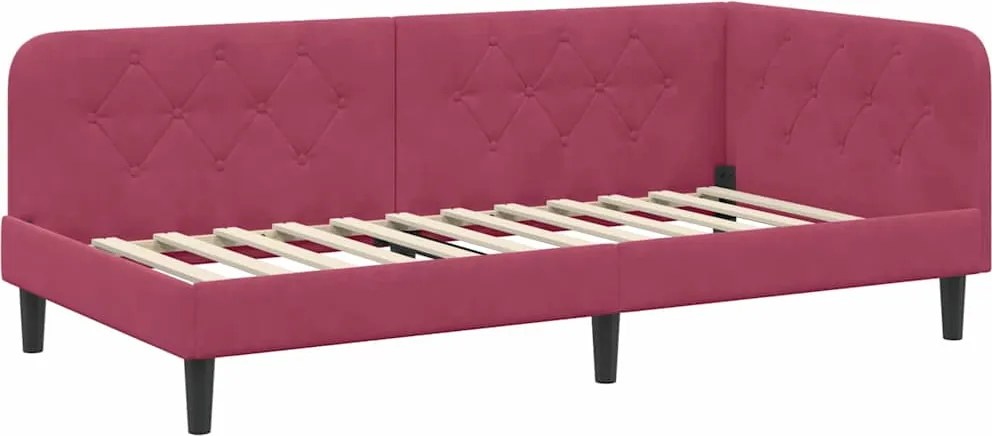 Rohový rám postele Víno Červené 90 x 200 cm samet 3394158