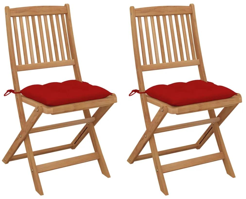 3064665 vidaXL Skládací zahradní židle s poduškami 2 ks masivní akáciové dřevo