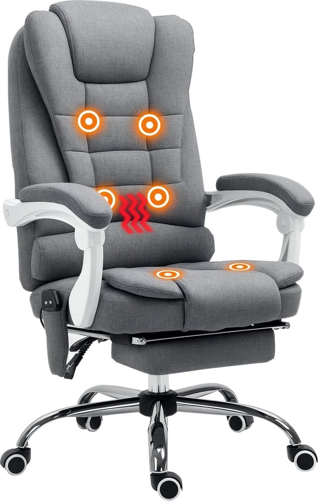 Židle Vinsetto do kanceláře s funkcí masáže, ergonomická kancelářská židle s polohováním a funkcí topení, výškově nastavitelná počítačová židle s opěr