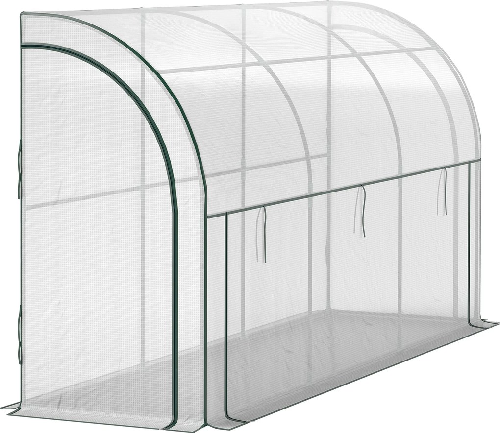 Skleník Outsunny s rolovacími dveřmi, zimní ocelový skleník na balkon, zahradu, dům na rajčata s UV ochranou 300x80x157cm | Aosom