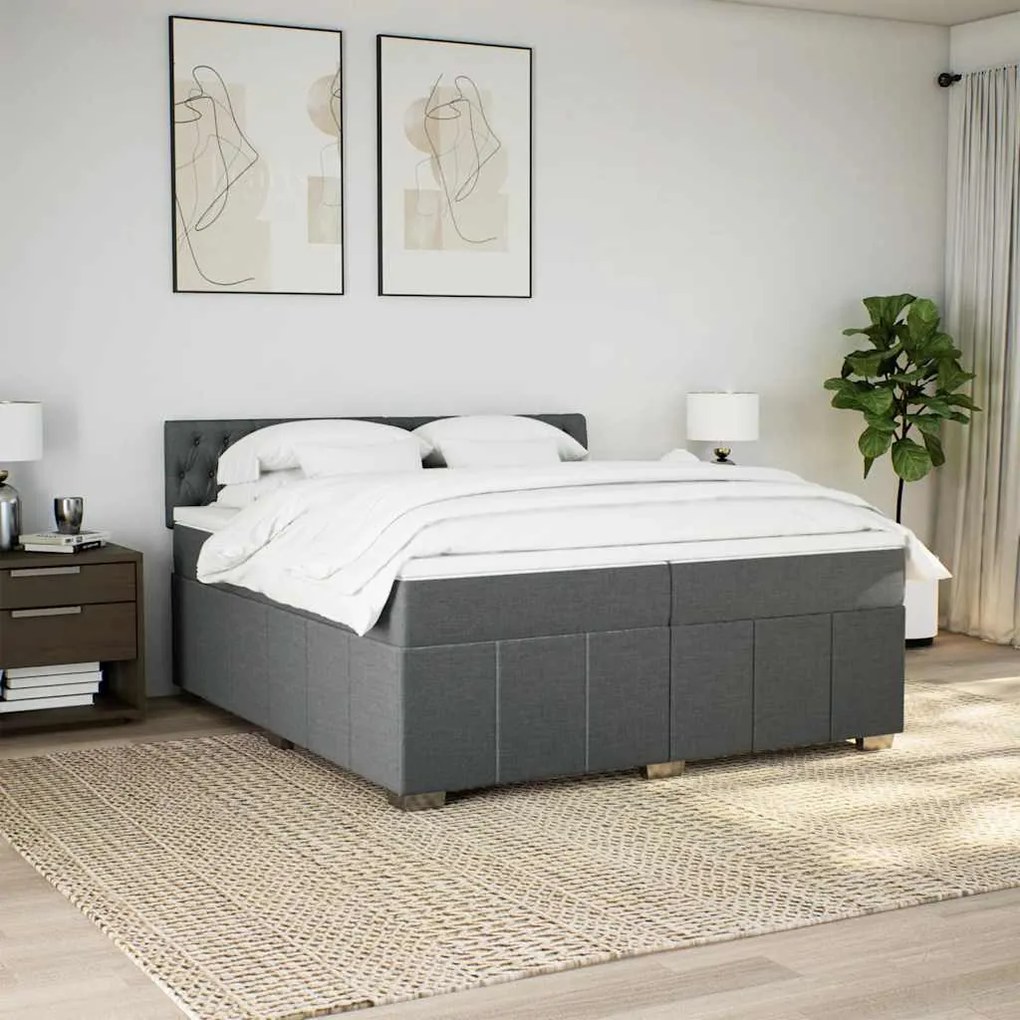 Box spring postel s matrací tmavě šedá 200x200 cm textil 3289483