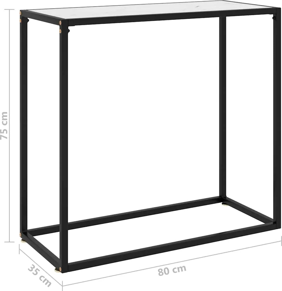 Konzolový stolek bílý 80 x 35 x 75 cm tvrzené sklo 322809