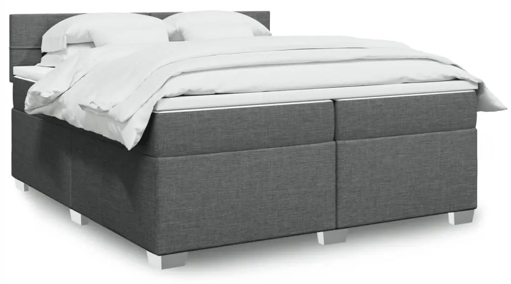 Box spring postel s matrací tmavě šedá 200x200 cm textil 3288296