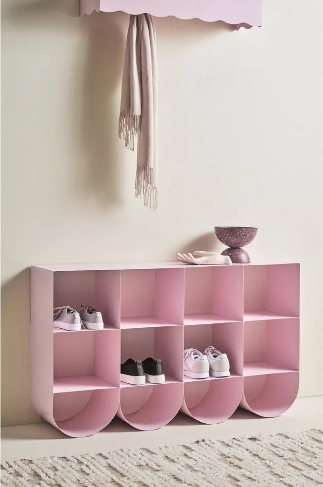 Růžový ocelový závěsný stojan na boty 120x70x30 cm Waway – Jotex