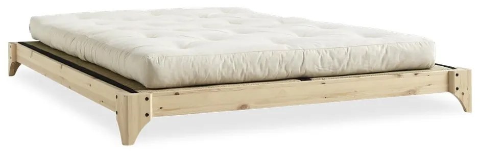 Dvoulůžková postel z borovicového dřeva s matrací a tatami Karup Design Elan Comfort Mat Natural Clear/Natural, 160 x 200 cm