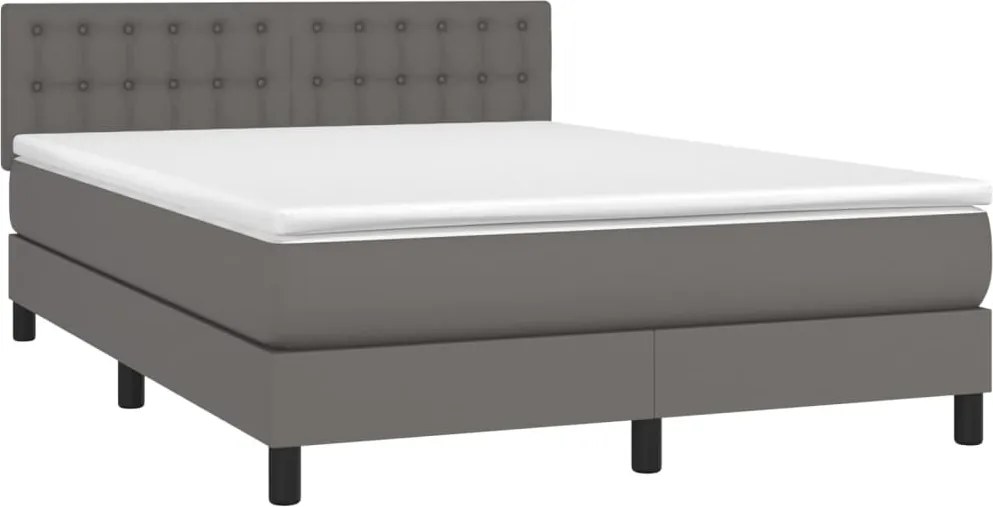 Box spring postel s matrací šedá 140 x 190 cm umělá kůže 3141123