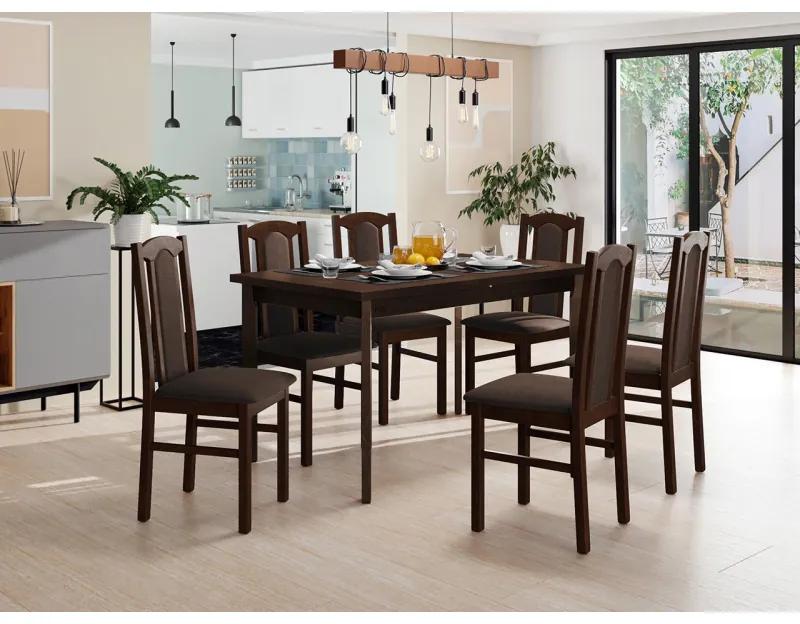 Rozkládací jídelní stůl se 6 židlemi AL08, Barva dřeva: bílá-L, Potah: Zetta 297