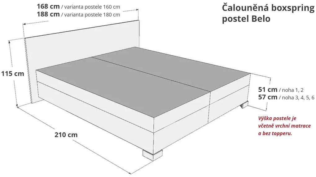 NEW DESIGN postele Boxspring postel BELO s úložným prostorem, 160×200 cm, matrace a rošt v ceně Velikost postele: 160 × 200 cm