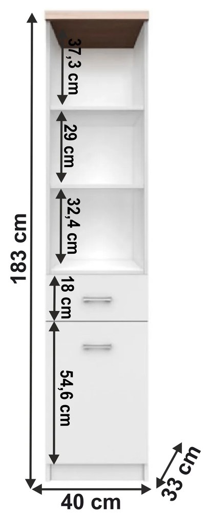 Kondela Regál 1D1S, bílá / dub sonoma, univerzální, TOPTY TYP 04