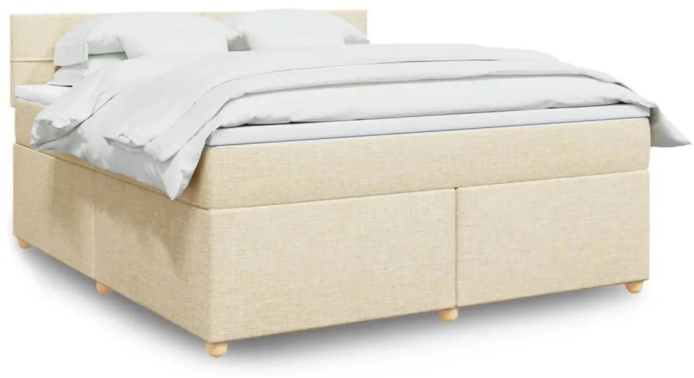 Box spring postel s matrací krémová 180x200 cm textil 3289064