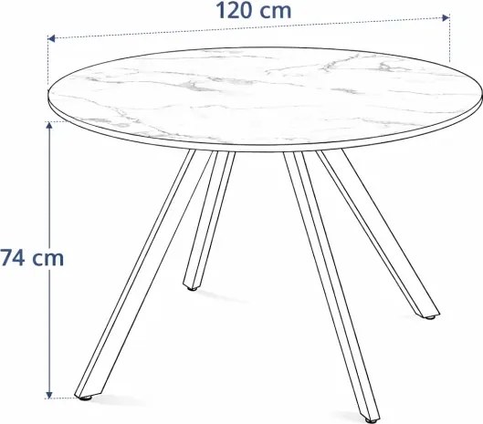 Jídelní stůl GYRUS 120 bílá + 4ks jídelní židle SIENA černá