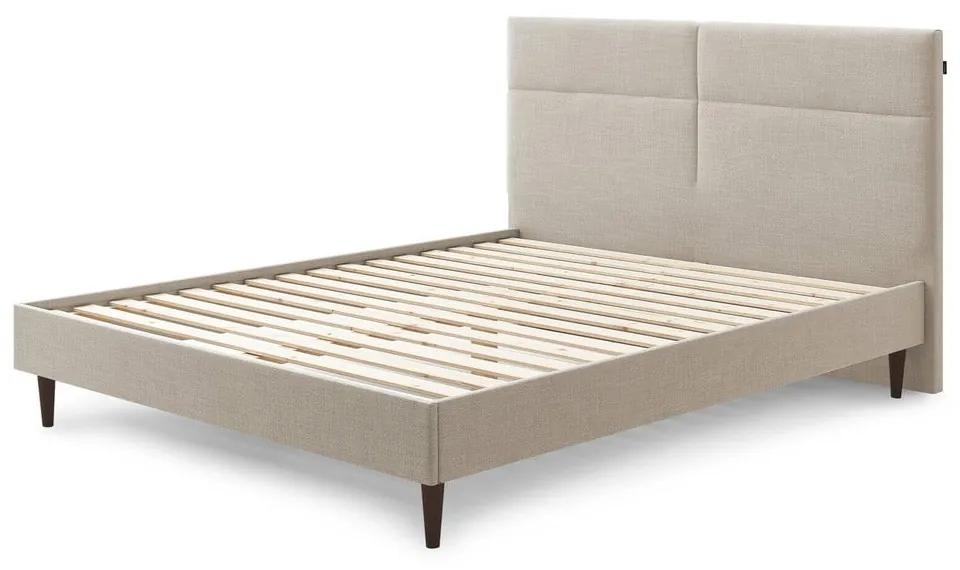 Béžová čalouněná dvoulůžková postel s roštem 160x200 cm Elyna – Bobochic Paris
