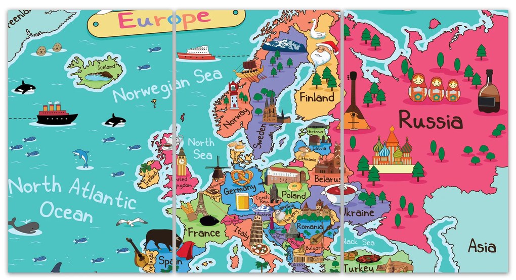 Malvis ® Dětský obraz Mapa Evropa Velikost: obdélník - 50x30 cm