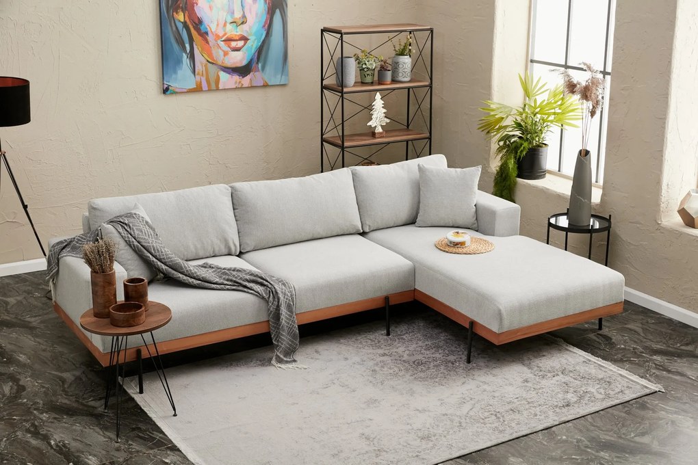 Hanah Home Rohová pohovka LIVA šedá pravá 287 cm 825BLC2816