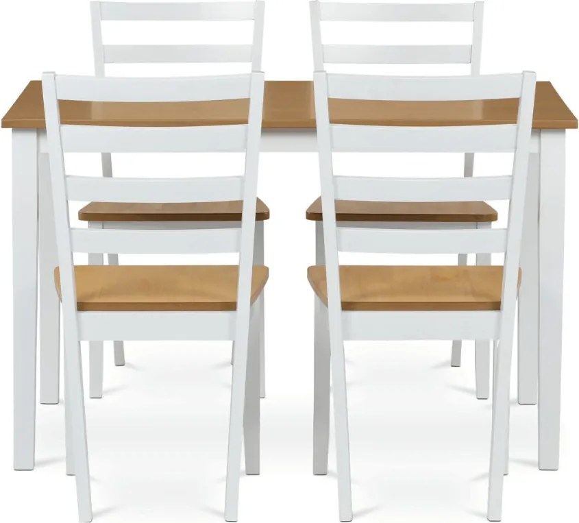 Jídelní set 1+4, rozměr stolu, MDF, dýha, masivní nohy, moření dub (120 x 75) cm