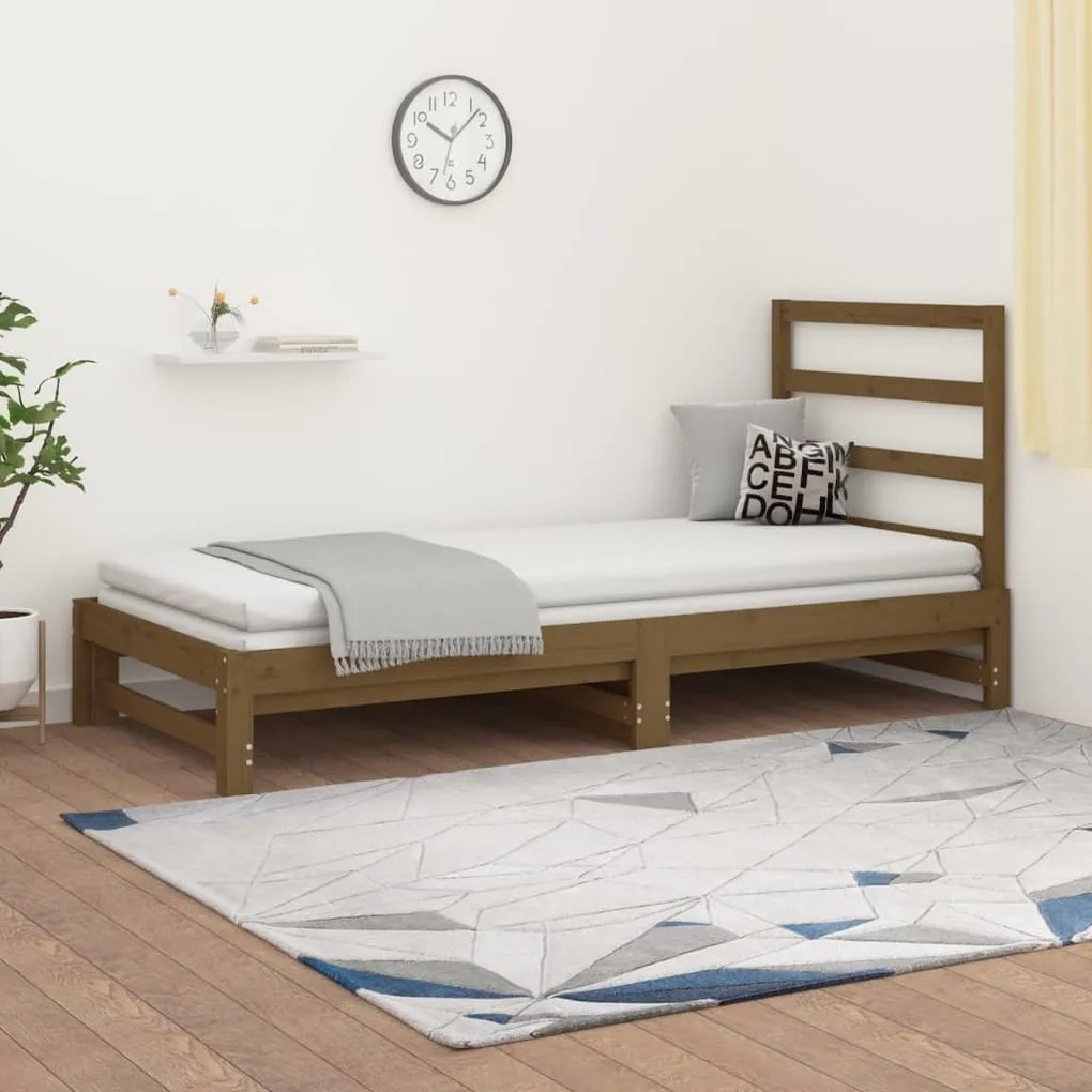 vidaXL Výsuvná postel 2x (90 x 200) cm masivní borovice [3108302] Barva: Přírodní