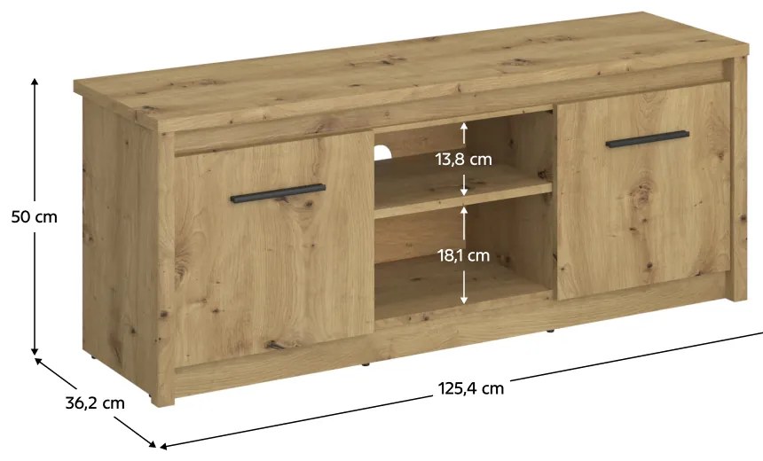 Kondela TV stolek 2D/125, dub artisan, AIRON