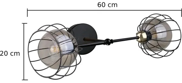 Nástěnné svítidlo SOLO BLACK 2xE27/60W/230V černá/zlatá