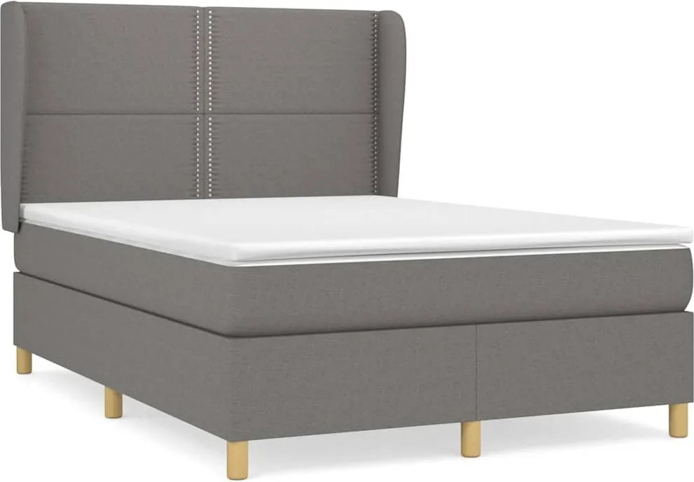 Box spring postel s matrací tmavě šedá 140x200 cm textil 3128446