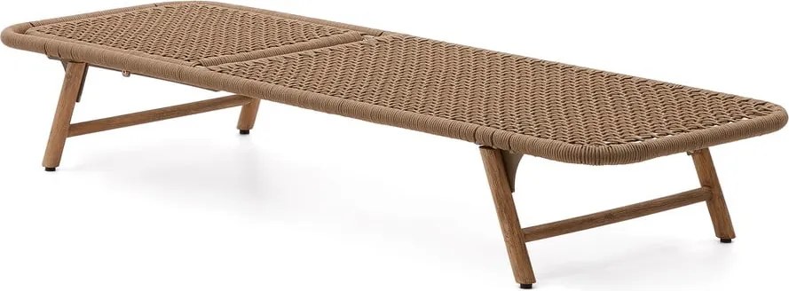 Hnědé dřevěné/kovové zahradní lehátko Dandara – Kave Home