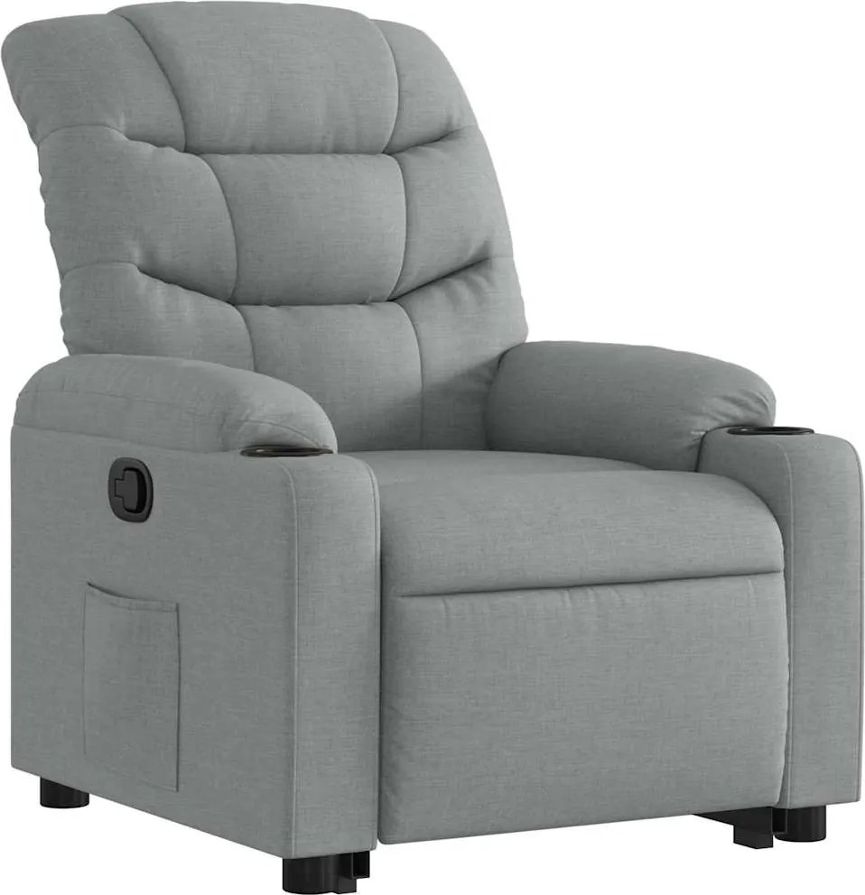 Zvedací polohovací křeslo světle šedé textil 3206645